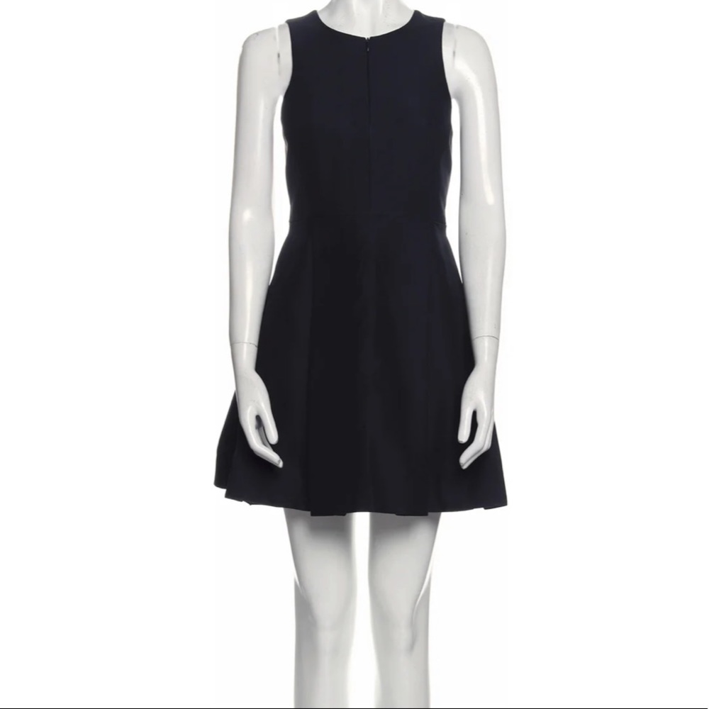 Tibi Black Pleated Mini Dress With Sheer Bare Back Xs - Gem